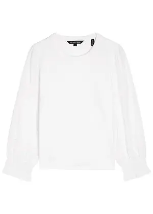 Veronica Beard Bellamie Lace-trimmed Stretch-cotton Top