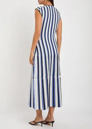 Simkhai Lianne Striped Textured Knit Midi Dress