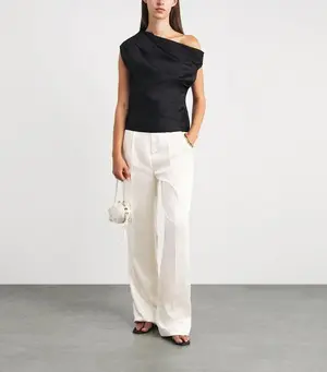 SELF-PORTRAIT Satin Wide-leg Trousers