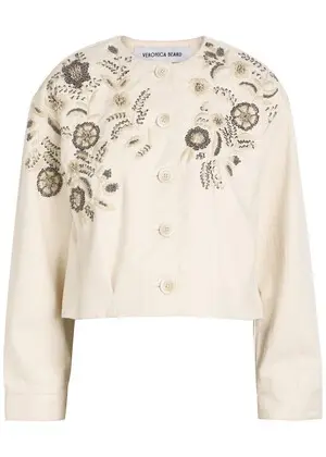 VERONICA BEARD Emeren Floral-embellished Cotton Jacket