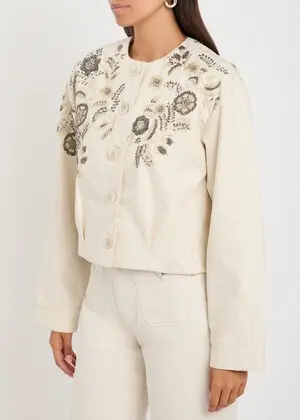 Veronica Beard Emeren Floral-embellished Cotton Jacket