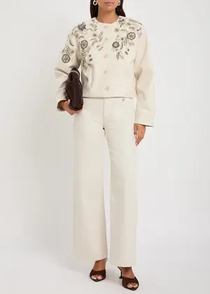 Veronica Beard Emeren Floral-embellished Cotton Jacket