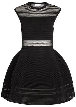 Simkhai Esri Textured Ribbed Mini Dress With Lace Stitchwork Inserts
