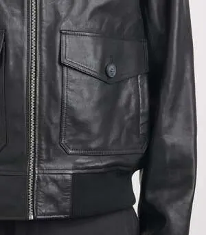 A.p.c. Gael Leather Bomber Jacket - Black