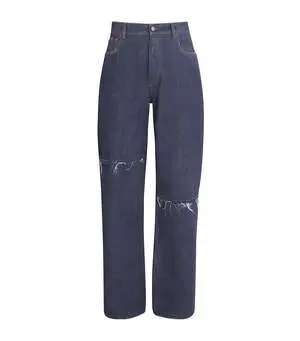 MAISON MARGIELA Ripped Wide-leg Jeans - Blue