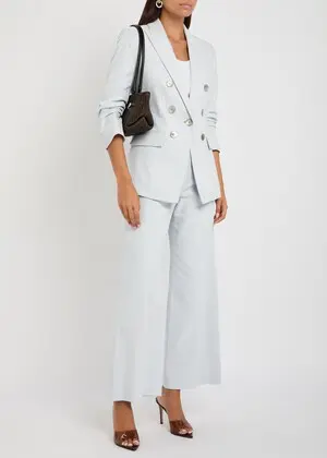 Veronica Beard Cassidee Wide-leg Twill Trousers - Light Blue