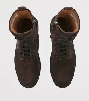 TOD'S Suede Lace-up Ankle Boots - Brown