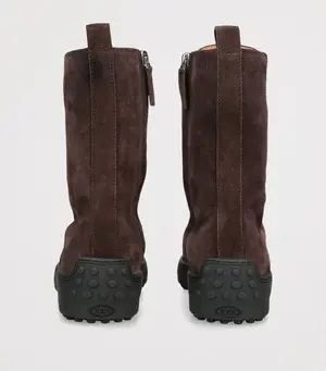 TOD'S Suede Lace-up Ankle Boots - Brown