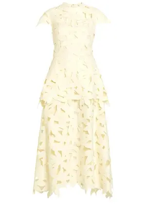 Simkhai Floral Cutwork Woven Midi Dress
