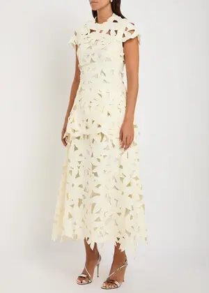 Simkhai Floral Cutwork Woven Midi Dress