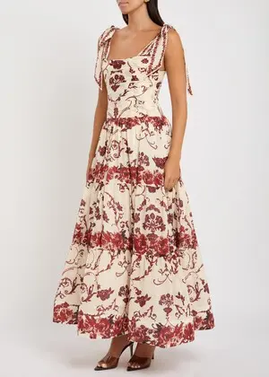 Alice + Olivia Haven Floral-print Tiered Midi Dress