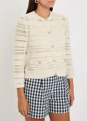 Veronica Beard Bellingham Pointelle-knit Cotton Cardigan
