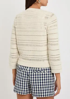 Veronica Beard Bellingham Pointelle-knit Cotton Cardigan