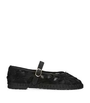 FLABELUS Pierre Lace Mary Janes - Black