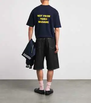 Drole De Monsieur Cotton Slogan T-shirt - Navy