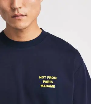 Drole De Monsieur Cotton Slogan T-shirt - Navy