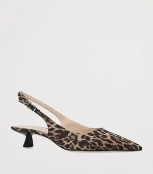 STUART WEITZMAN Leopard Print Sculpt Slingback Pumps