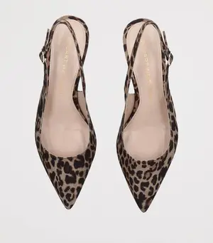 STUART WEITZMAN Leopard Print Sculpt Slingback Pumps