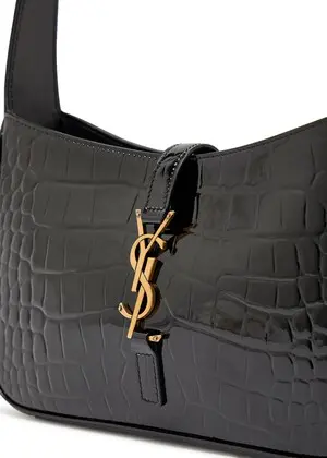 Saint Laurent Le 5 À 7 Crocodile-effect Patent Leather Shoulder Bag - Black