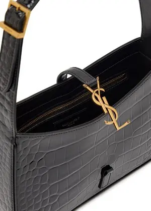 Saint Laurent Le 5 À 7 Crocodile-effect Patent Leather Shoulder Bag - Black