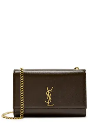 Saint Laurent Kate Small Pebbled Leather Shoulder Bag - Khaki