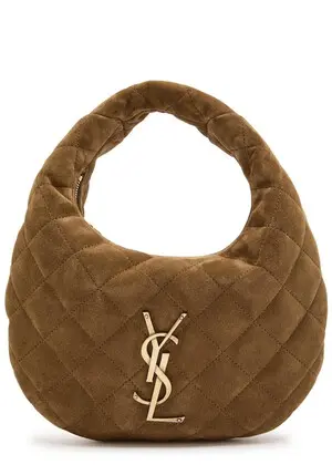 Saint Laurent Icare Mini Quilted Suede Top Handle Bag - Tan