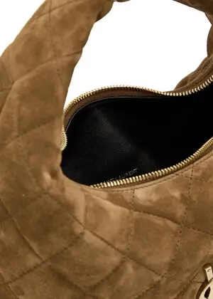 Saint Laurent Icare Mini Quilted Suede Top Handle Bag