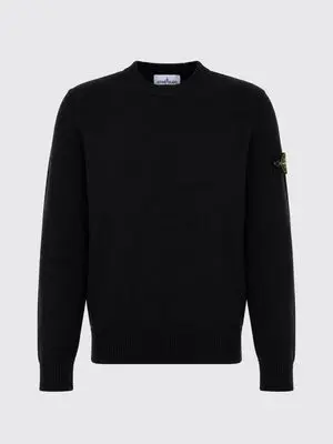 Stone Island Virgin Wool Crewneck Jumper With Compass Logo Patch - Black