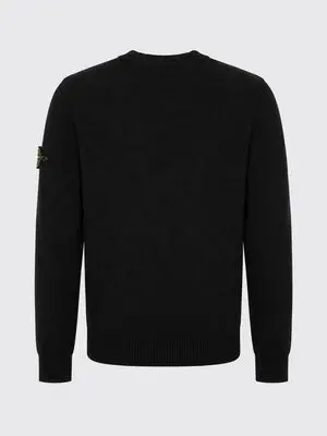 Stone Island Virgin Wool Crewneck Jumper With Compass Logo Patch - Black