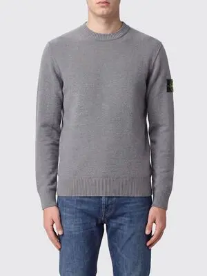 Stone Island Stone Island Virgin Wool Crewneck Jumper With Compass Logo Patch Grey 1