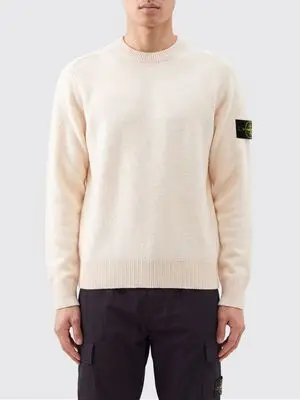 Stone Island Stone Island Virgin Wool Crewneck Jumper With Compass Logo Patch Ivory