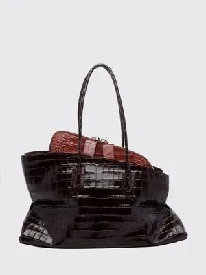 Attico La Passeggiata Crocodile-embossed Calfskin Leather Shoulder Bag - Brown
