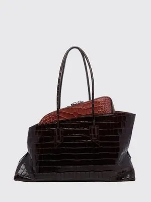 Attico La Passeggiata Crocodile-embossed Calfskin Leather Shoulder Bag - Brown