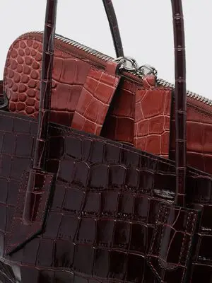 Attico La Passeggiata Crocodile-embossed Calfskin Leather Shoulder Bag - Brown