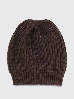 Brunello Cucinelli Ribbed Beanie With Sequins - Brown