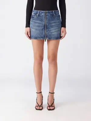Alexander Wang Mid-rise Slim Fit Mini Skirt In Cotton Denim - Blue