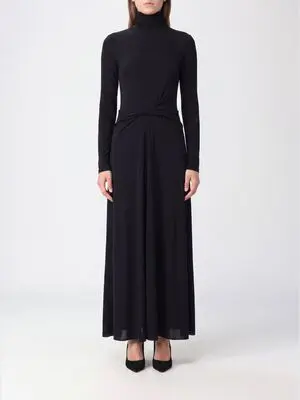 Fabiana Filippi Long Sleeve Turtleneck Maxi Dress With Draped Waist - Blue