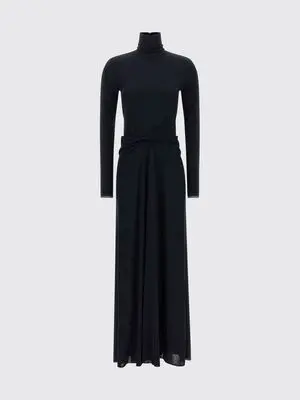 Fabiana Filippi Turtleneck Long Dress In Viscose With Draped Waist