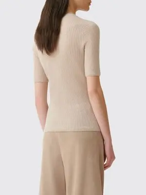 Fabiana Filippi Short-sleeved Crew-neck Jumper In Wool, Silk, And Cashmere Blend - Beige