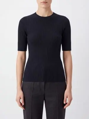 Fabiana Filippi Short-sleeved Crew-neck Jumper In Wool, Silk, And Cashmere Blend