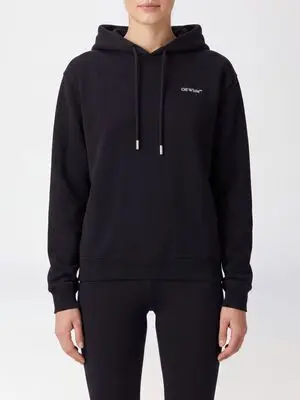 Off-White Arrow Logo Cotton Hoodie With Drawstring - Green