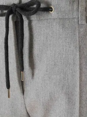Eleventy Slim-fit Wool And Cashmere Trousers With Drawstring Waist - Grey