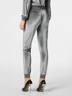 Philipp Plein Embellished Logo Velour Joggers - Grey