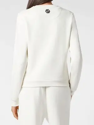 Philipp Plein Crewneck Sweatshirt With Embossed Logo - Ivory