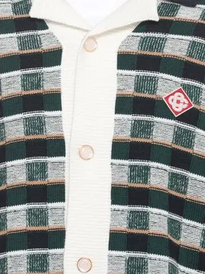 Casablanca Checkered Cotton Short-sleeve Shirt With Cuban Collar