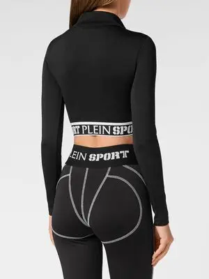 PLEIN SPORT Cropped Zip-up Top - Black