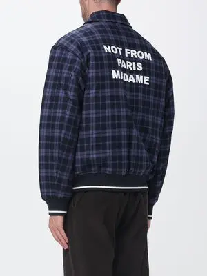 Drole De Monsieur Tartan Pattern Wool Blend Shirt Jacket - Navy