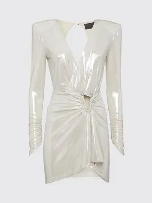 Philipp Plein Lamé Jersey Sheath Mini Dress With Padded Shoulders