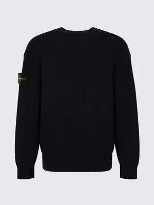 Stone Island V-neck Pure Virgin Wool Cardigan With Compass Logo