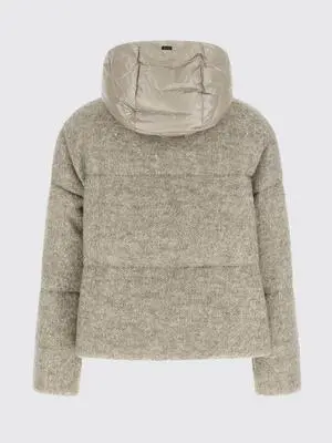 Herno Short Hooded Down Jacket In Wool And Alpaca Bouclé With Sequins